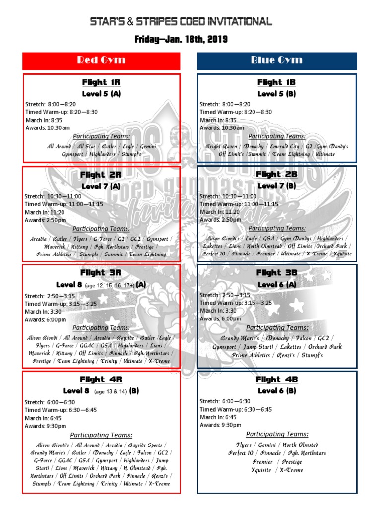 Stars N Stripes 2019 Printable Schedule - Pub | PDF