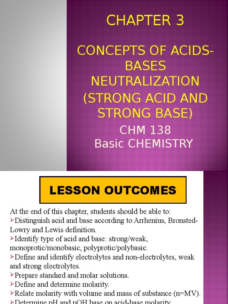 Chapter 3 - Concept of Acid-Base Neutralisation | PDF | Acid | Ph