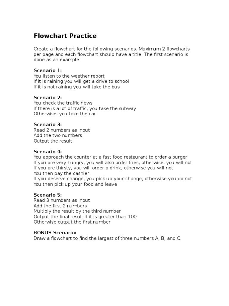 Flowchart Practice | PDF | Foods | Business