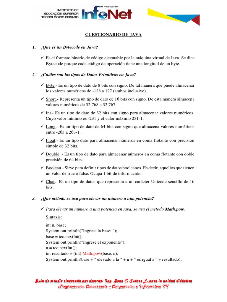 Guia Estudio de Java | PDF | Java (lenguaje de programación) | Poco