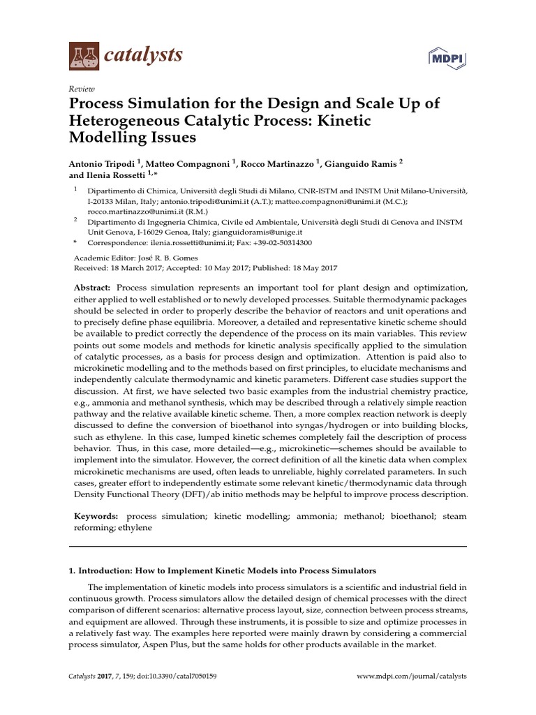 Catalysts: Process Simulation For The Design and Scale Up of ...