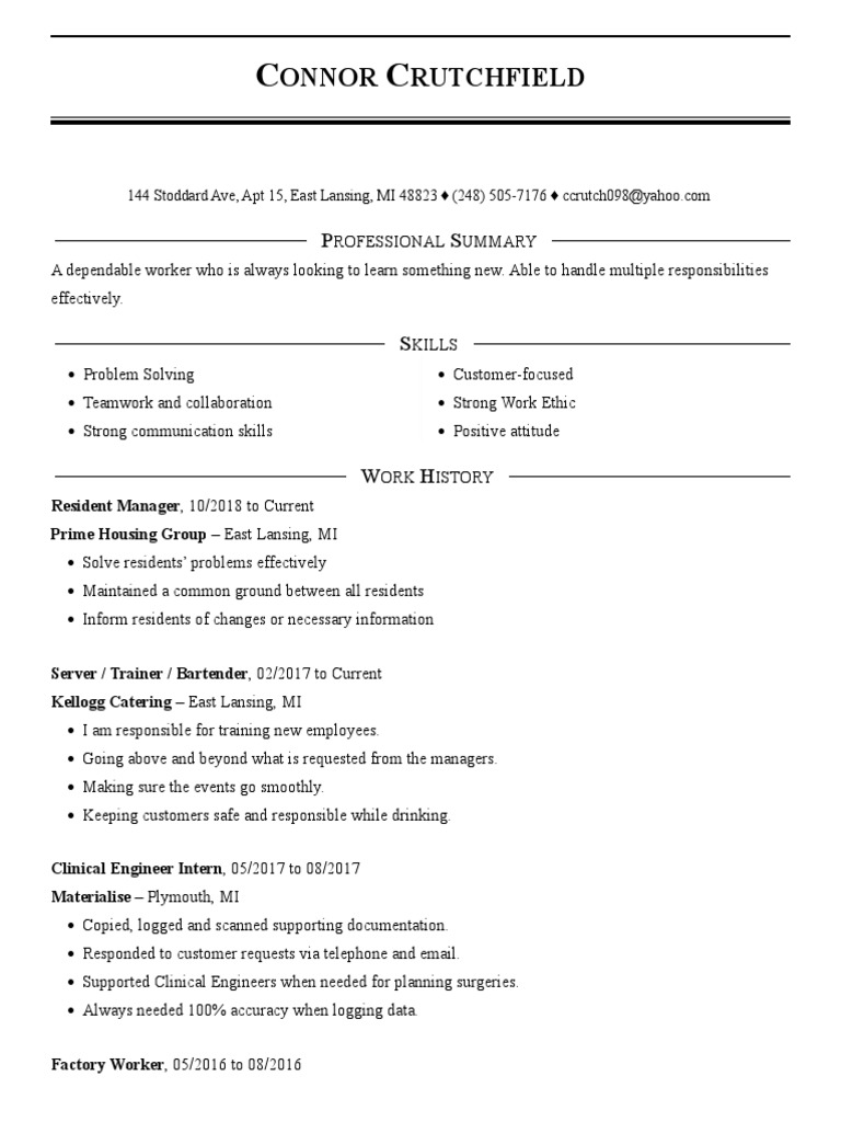 Resume 2018 | PDF