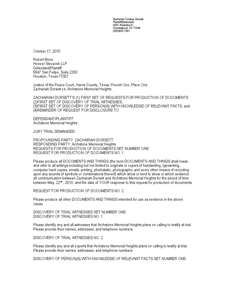Request For Discovery | PDF | Discovery (Law) | Lawsuit