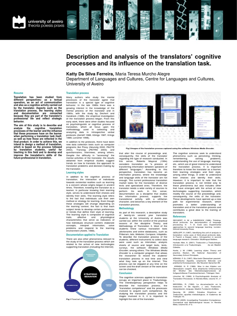 Description and Analysis of The Translators' Cognitive Processes and ...
