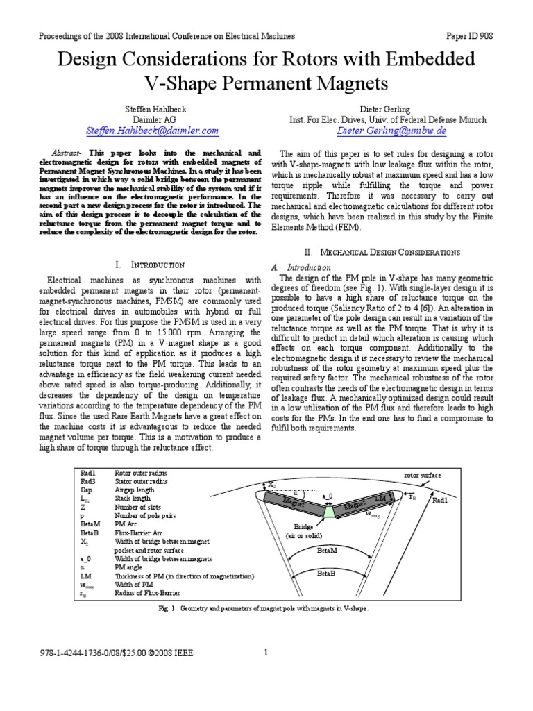 Design Rotor V-Shape Permanent Magnets-Good | PDF | Electric Motor ...