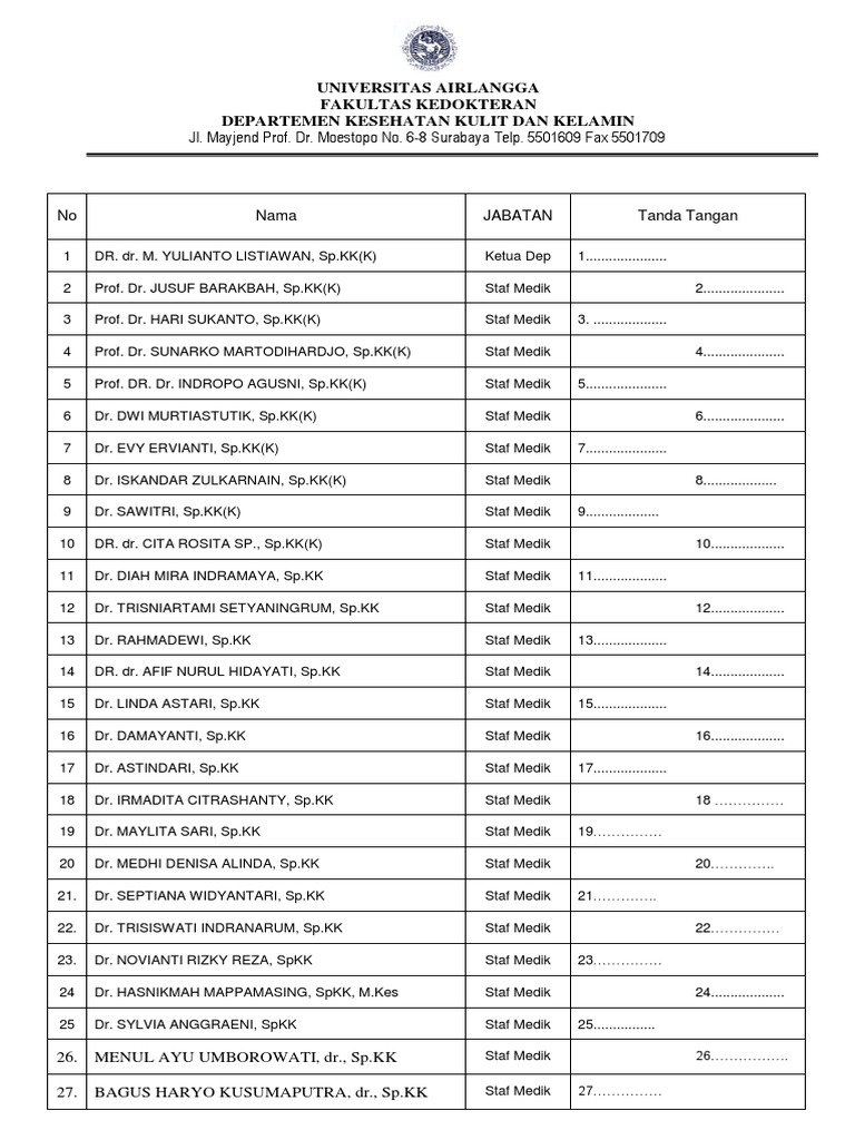 Daftar Nama Staff 28 | PDF
