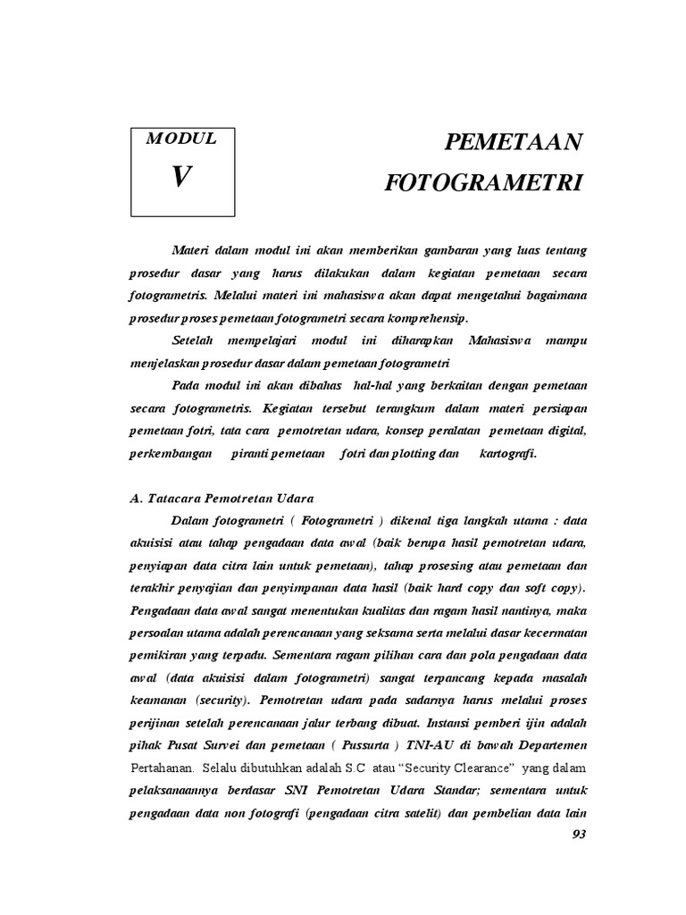 Prosedur Pemetaan Fotogrametri Dasar | PDF