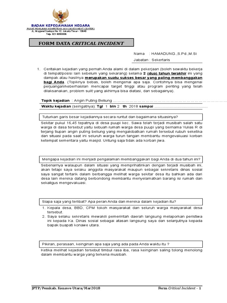 Form Critical Incident | PDF | Sains & Matematika