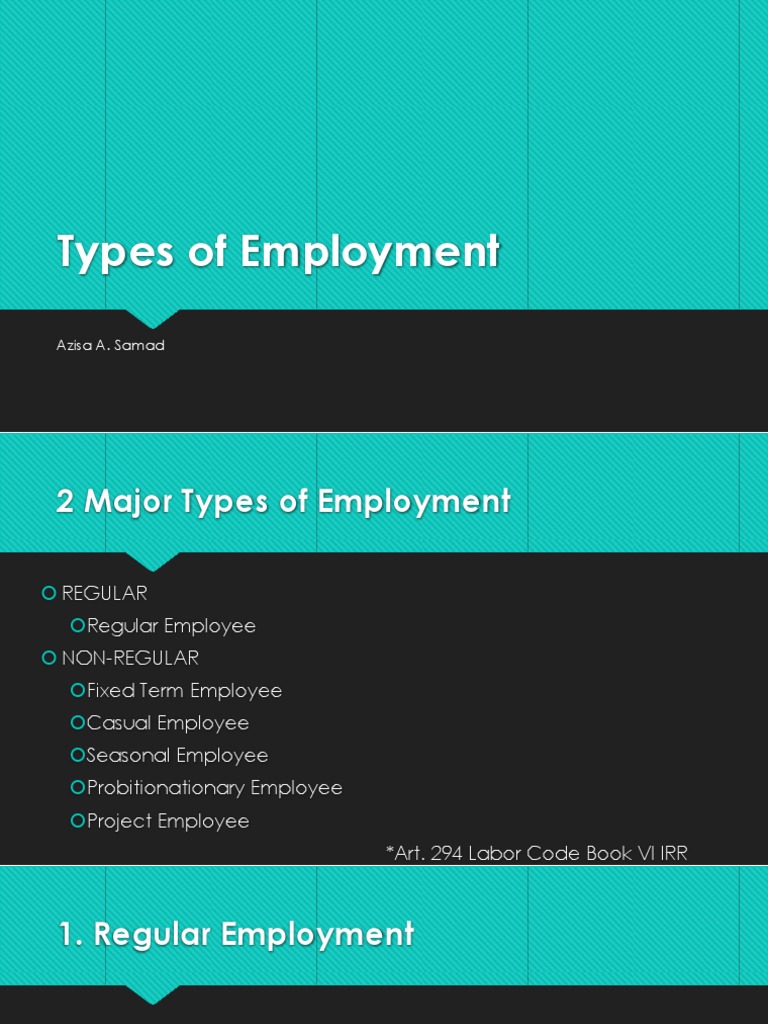 Types of Employment | PDF | Employment | Labour Law