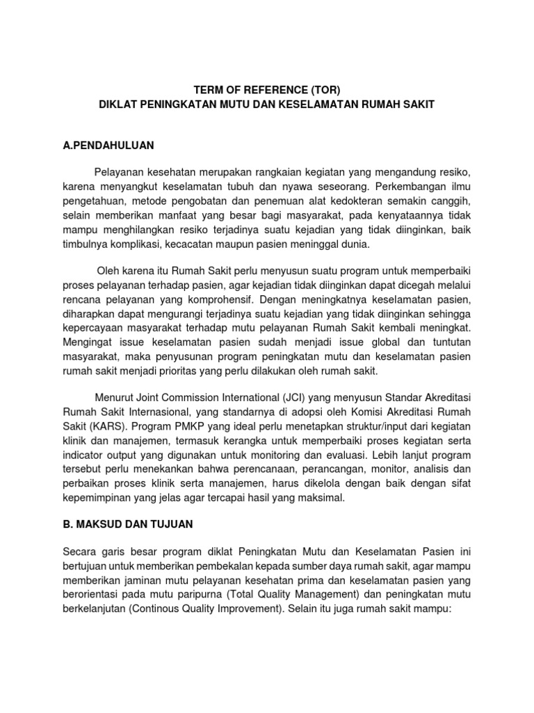 Contoh Tor PMKP | PDF