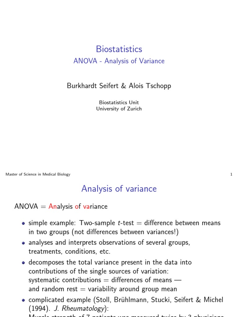 ANOVA - Analysis of Variance (Slides) | PDF | Analysis Of Variance | Errors And Residuals