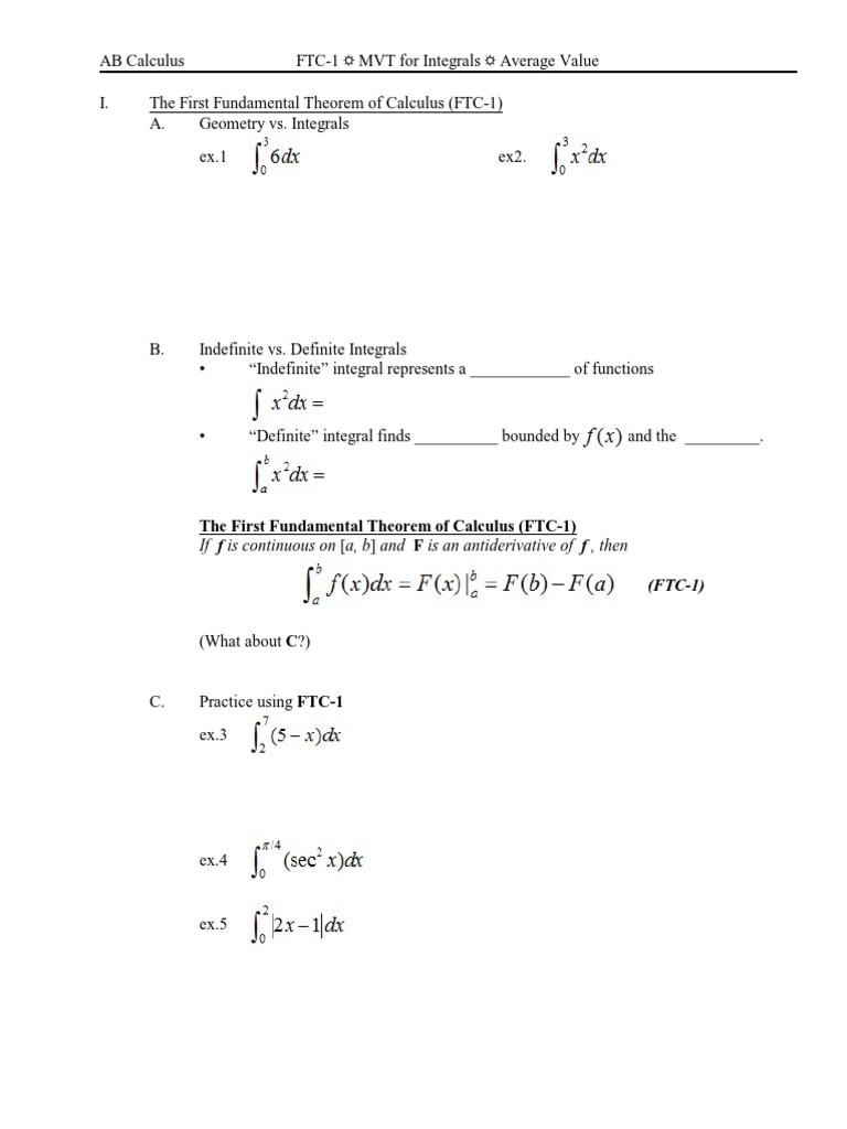 4.4 FTC1 and MVT Integrals HW33 | PDF