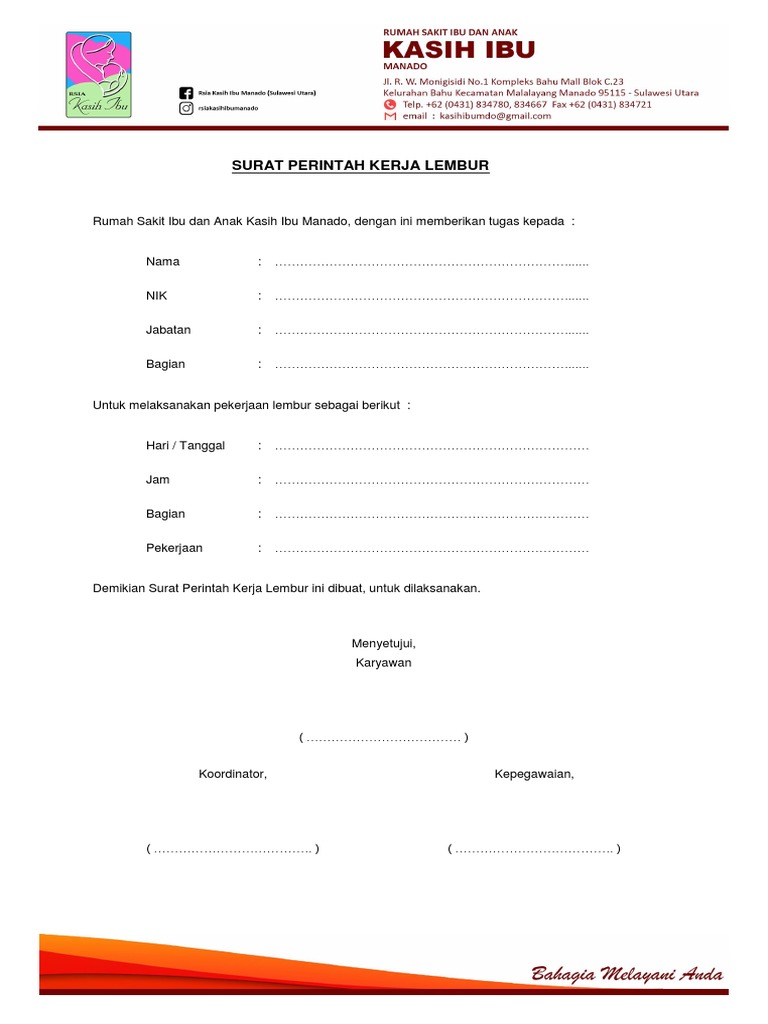 Format Surat Perintah Kerja Lembur | PDF