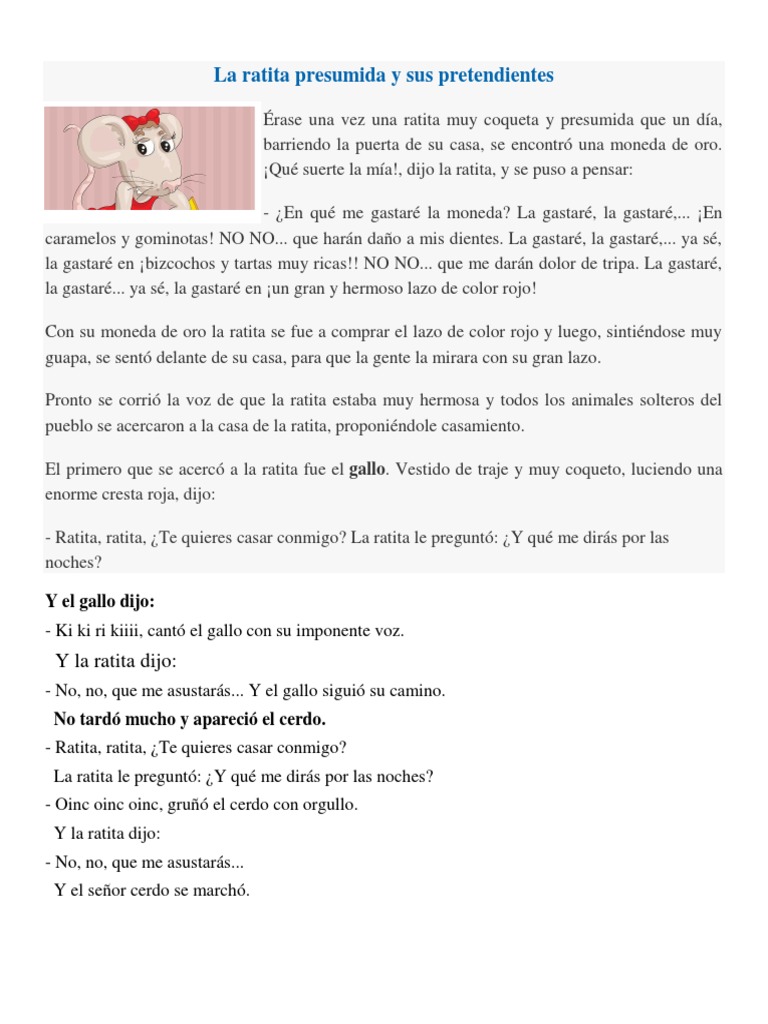La Ratita Presumida y Sus Pretendientes | PDF | Ocio