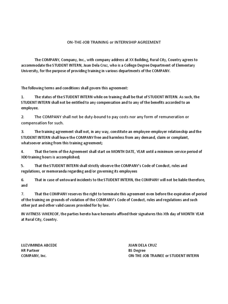 OJT Internship Contract | Download Free PDF | Government | Justice