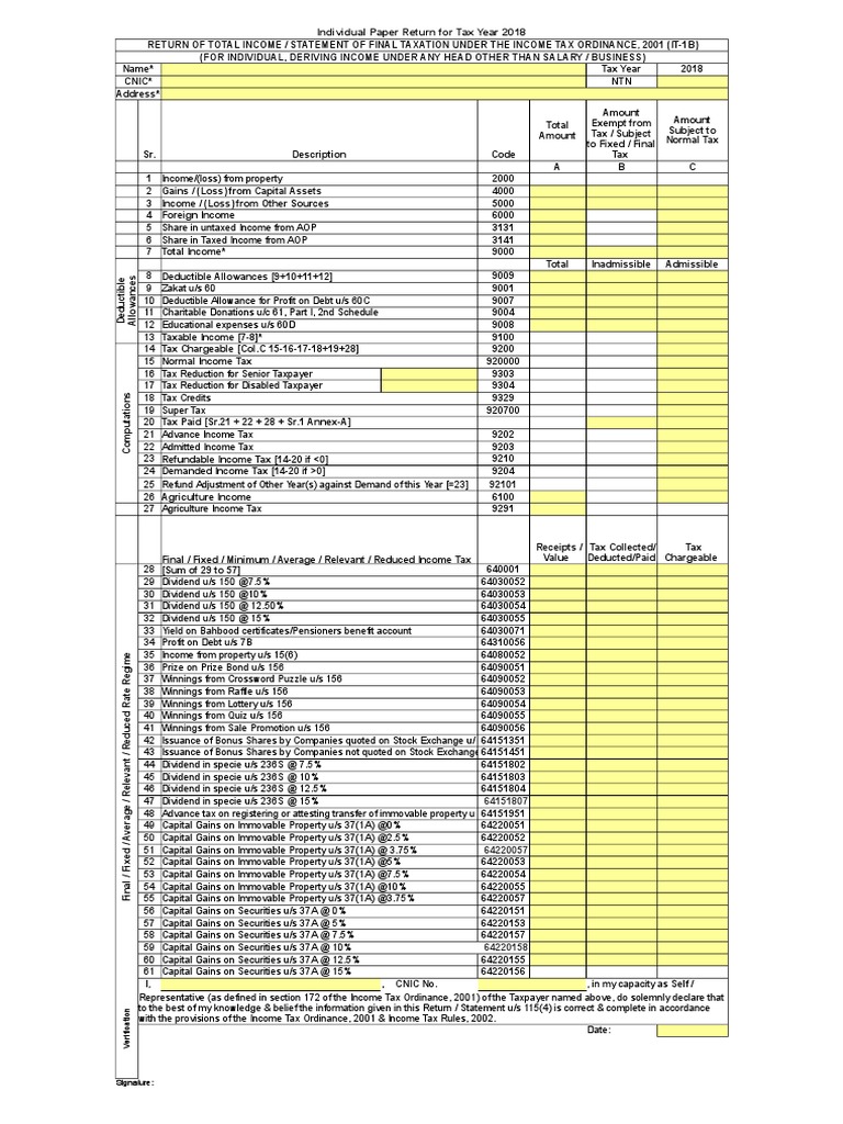 FBR Tax Filing | PDF | Capital Gains Tax | Tax Deduction