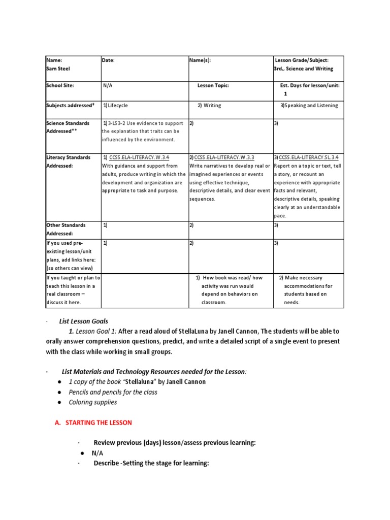 Stellaluna | PDF | Reading Comprehension | Education Theory