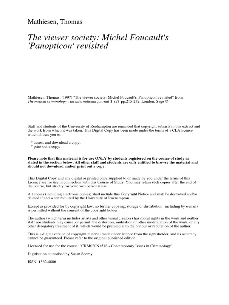 Thomas Mathiesen - Sinóptico PDF | PDF