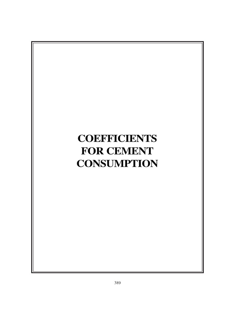 Coefficient of Cement Consumption CPWD | PDF | Brick | Masonry