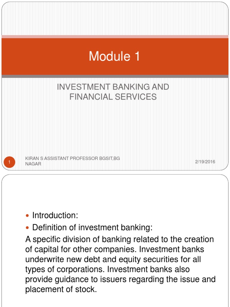 Investment Banking Overview and Functions | PDF | Investment Banking ...