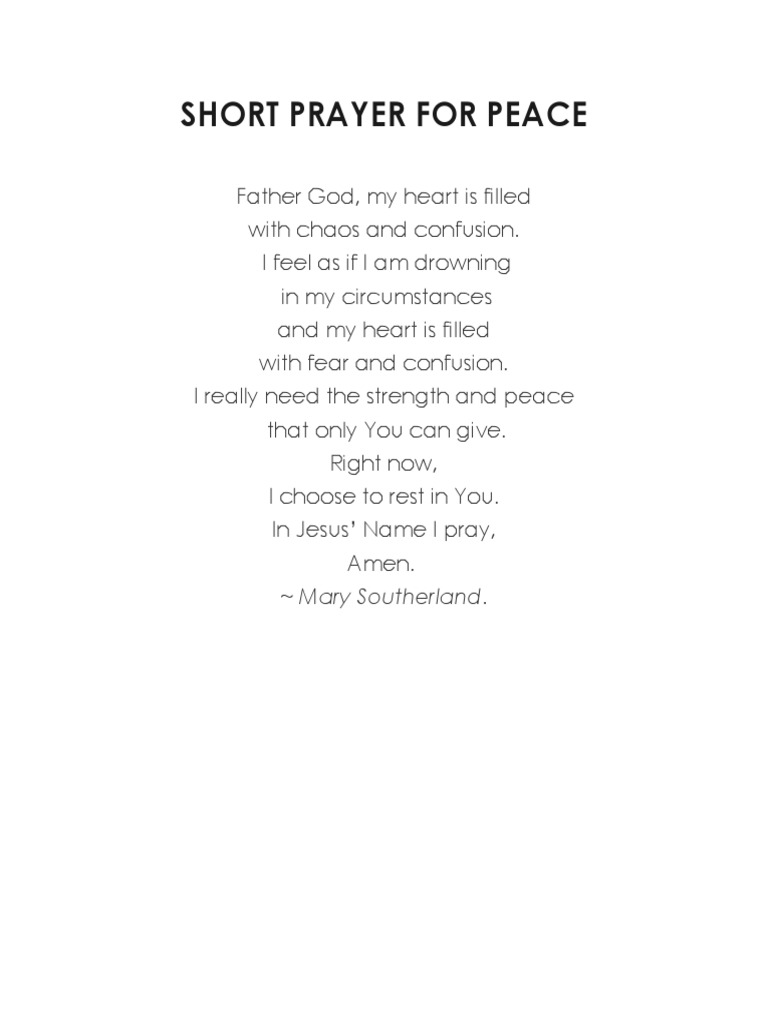 Short Prayer for Inner Peace | PDF