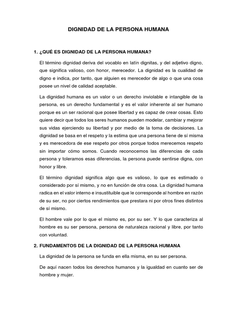 Dignidad de la Persona Humana | PDF | Dignidad | Homo Sapiens