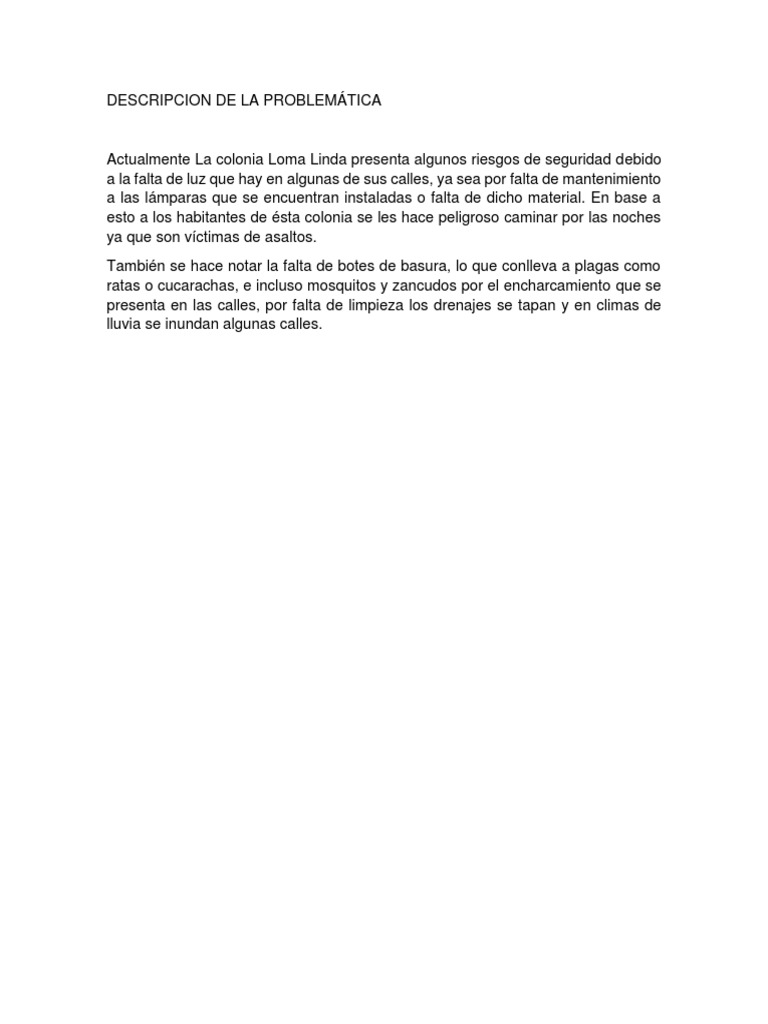 Descripcion de La Problemática | PDF