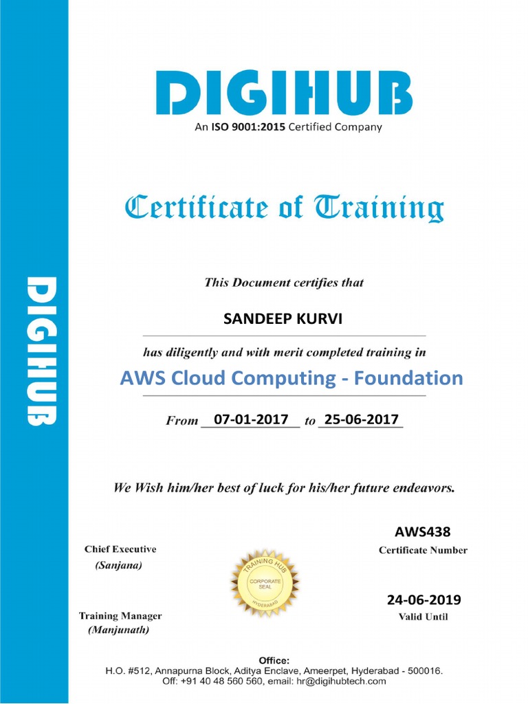 AWS Cloud Computing - Foundation: Sandeep Kurvi | PDF | Computers ...