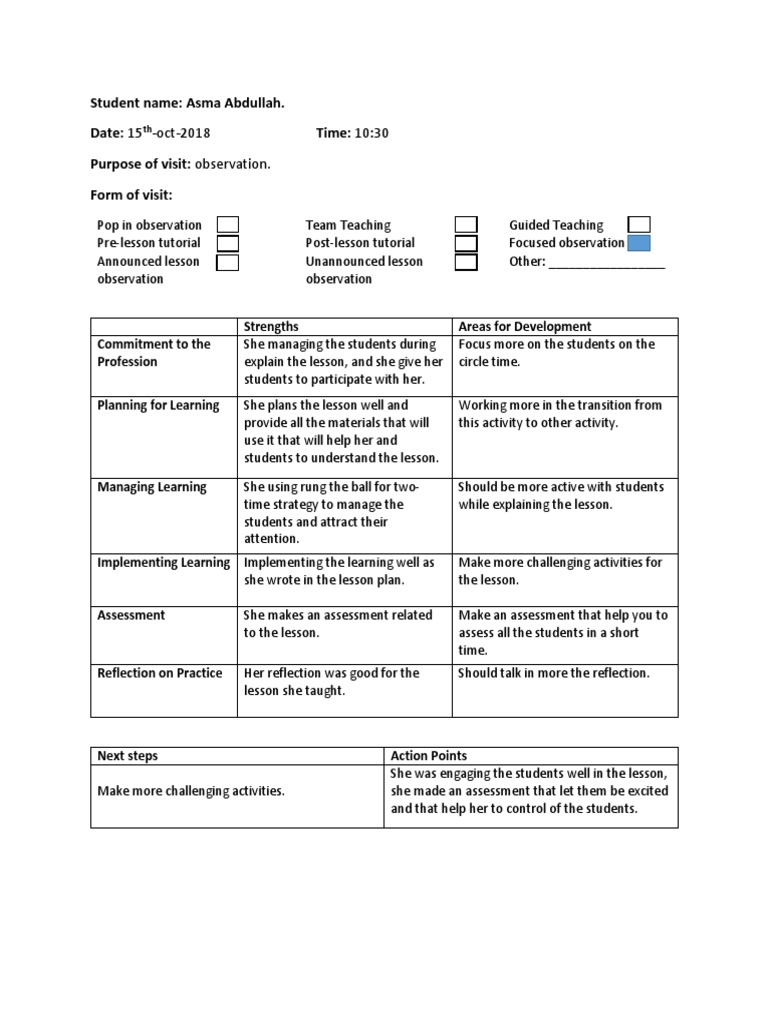 Peer Observation - Asma | PDF