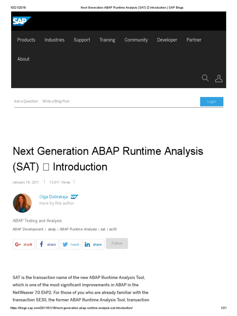 Next Generation Abap Runtime Analysis Sat Introduction Sap Blogs Download Free Pdf
