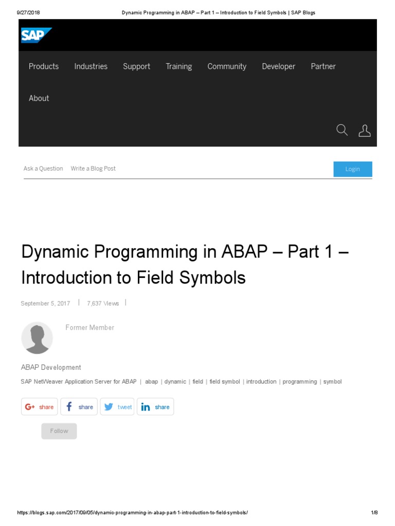 Dynamic Programming in ABAP - Part 1 - Introduction To Field Symbols - SAP Blogs | PDF ...