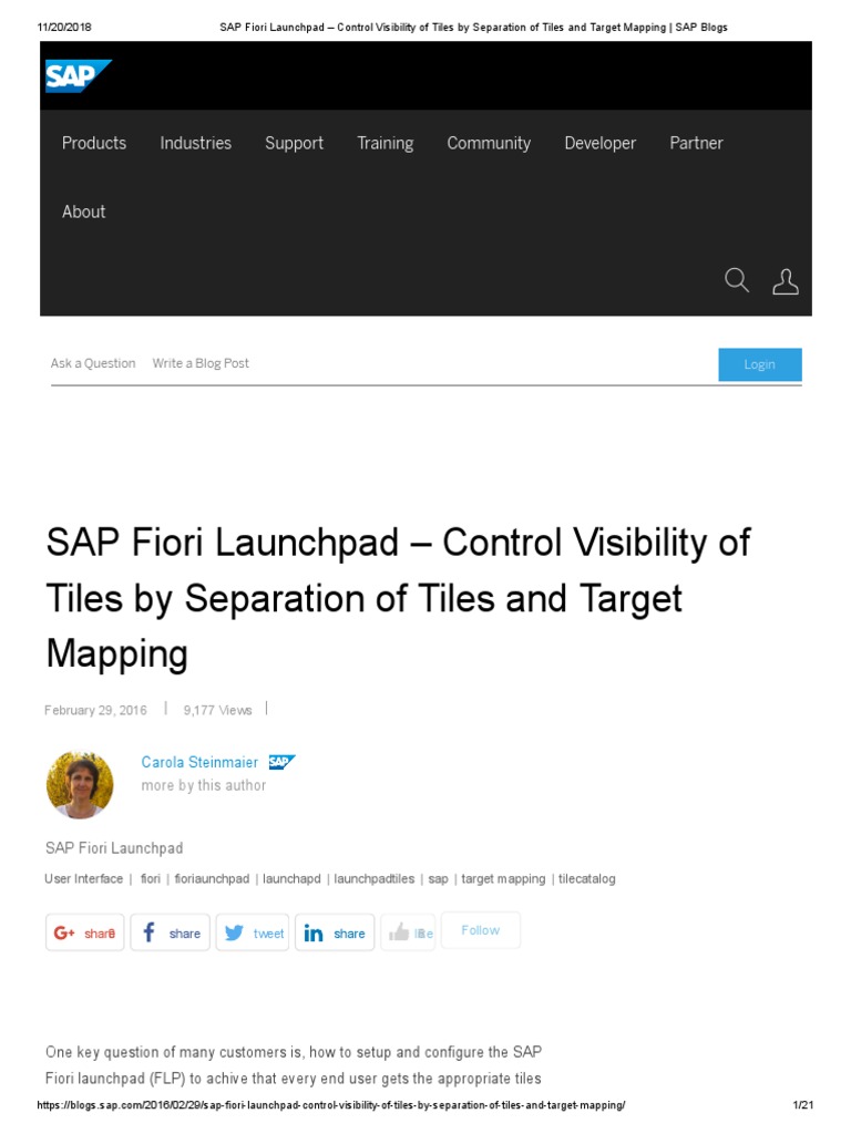 SAP Fiori Launchpad - Control Visibility of Tiles by Separation of ...