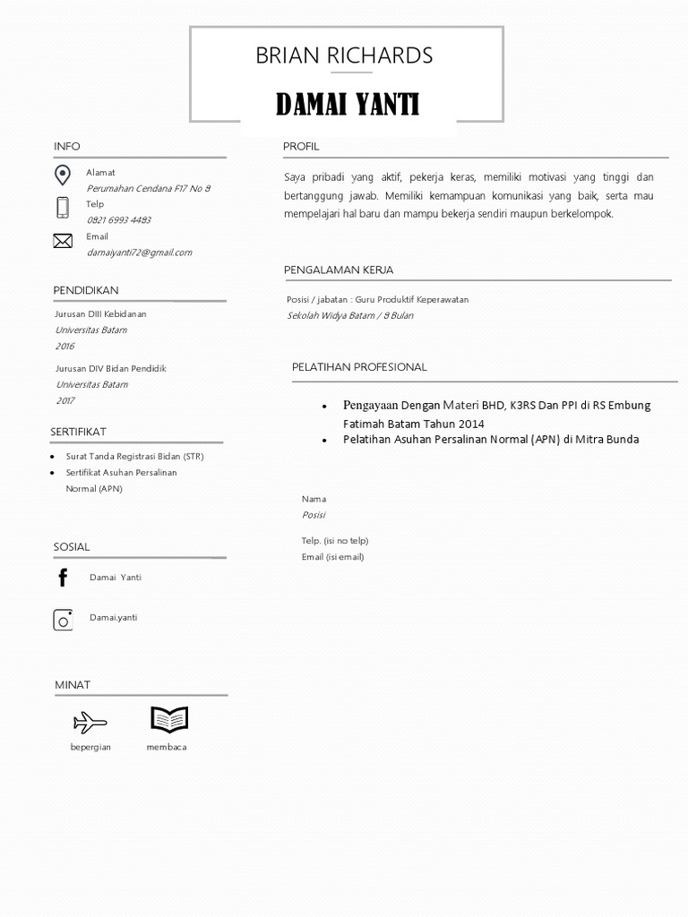 Blangko CV Kosong untuk Diisi PDF | PDF