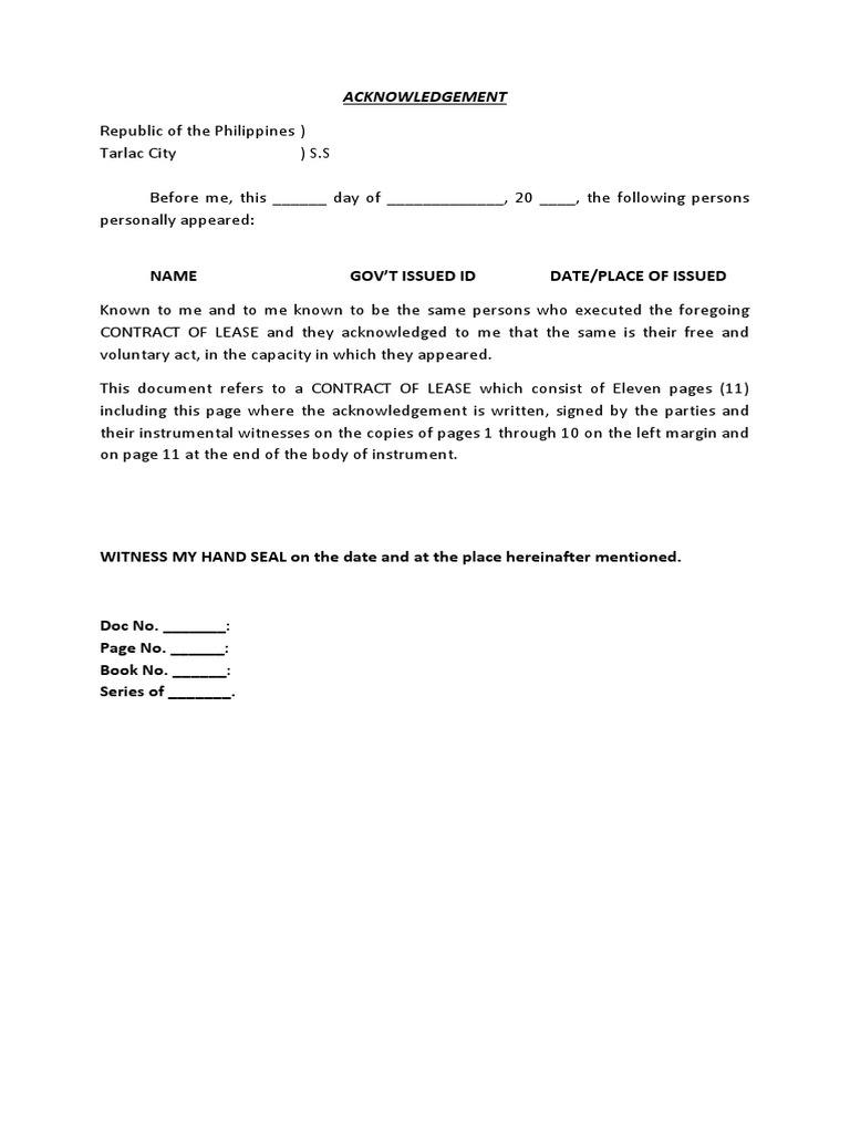 Name Gov'T Issued Id Date/Place of Issued: Acknowledgement | PDF