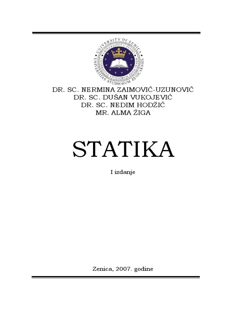 Statika (Mehanika 1) - Nermina Zaimovic-Uzunovic PDF | PDF