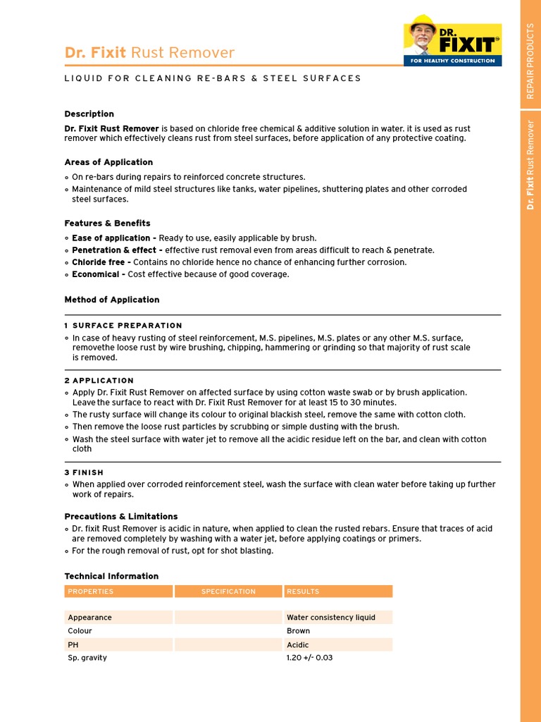 DR Fixit Rust Remover PDF | PDF | Rust | Corrosion