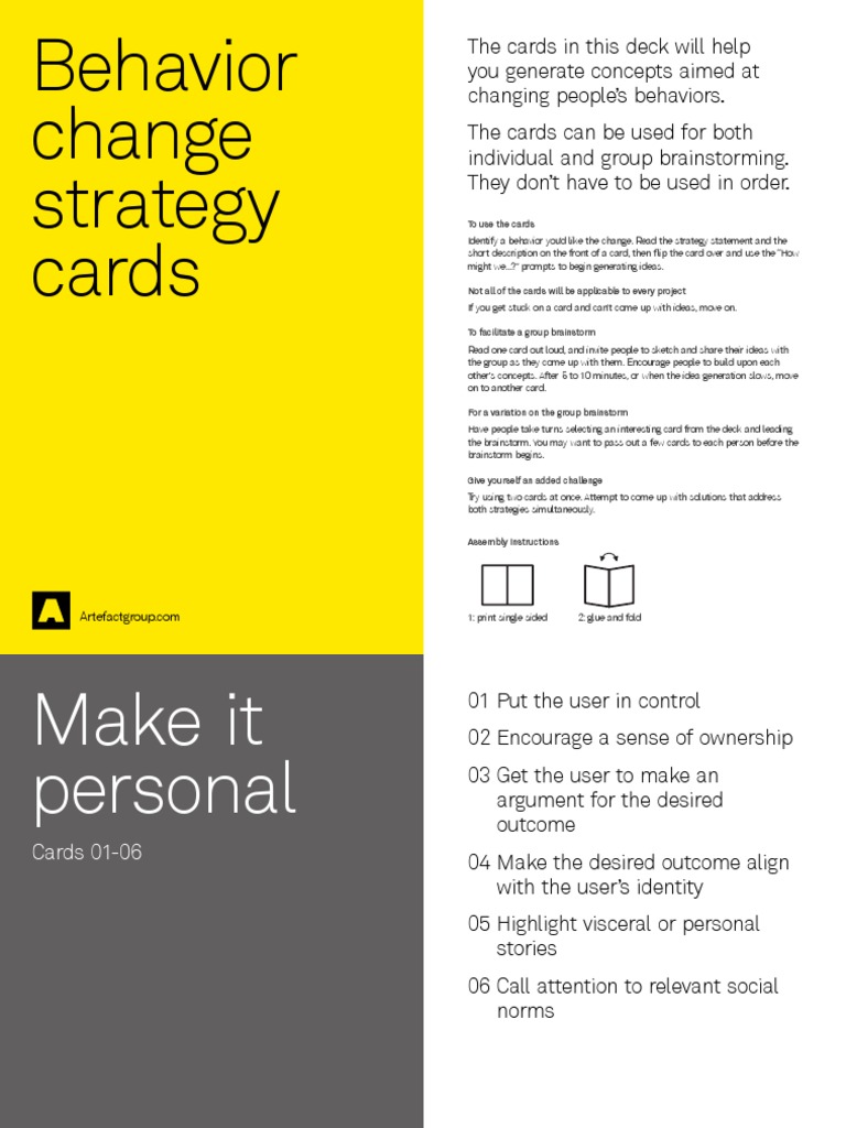 Artefact - Design-Behavior-Change-Strategy-Cards PDF | PDF