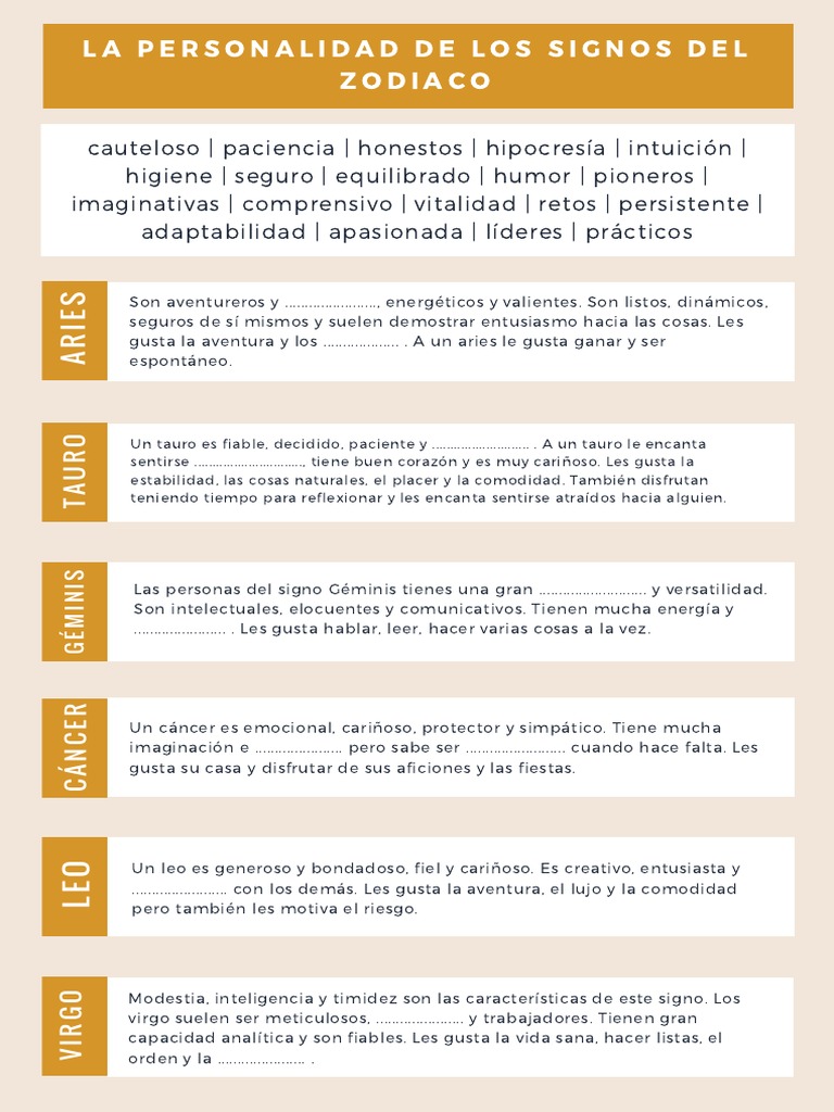 La Personalidad de Los Signos Del Zodiaco | PDF | Astrología | Adivinación