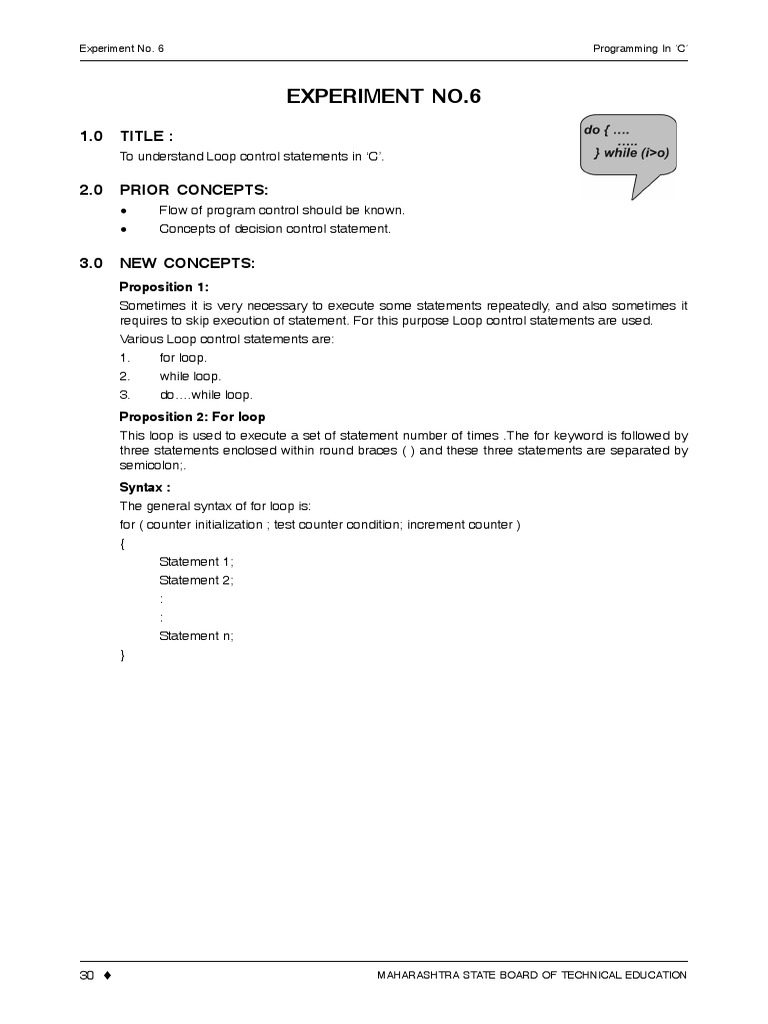 Experiment No.6: 1.0 TITLE | PDF | Control Flow | C (Programming Language)