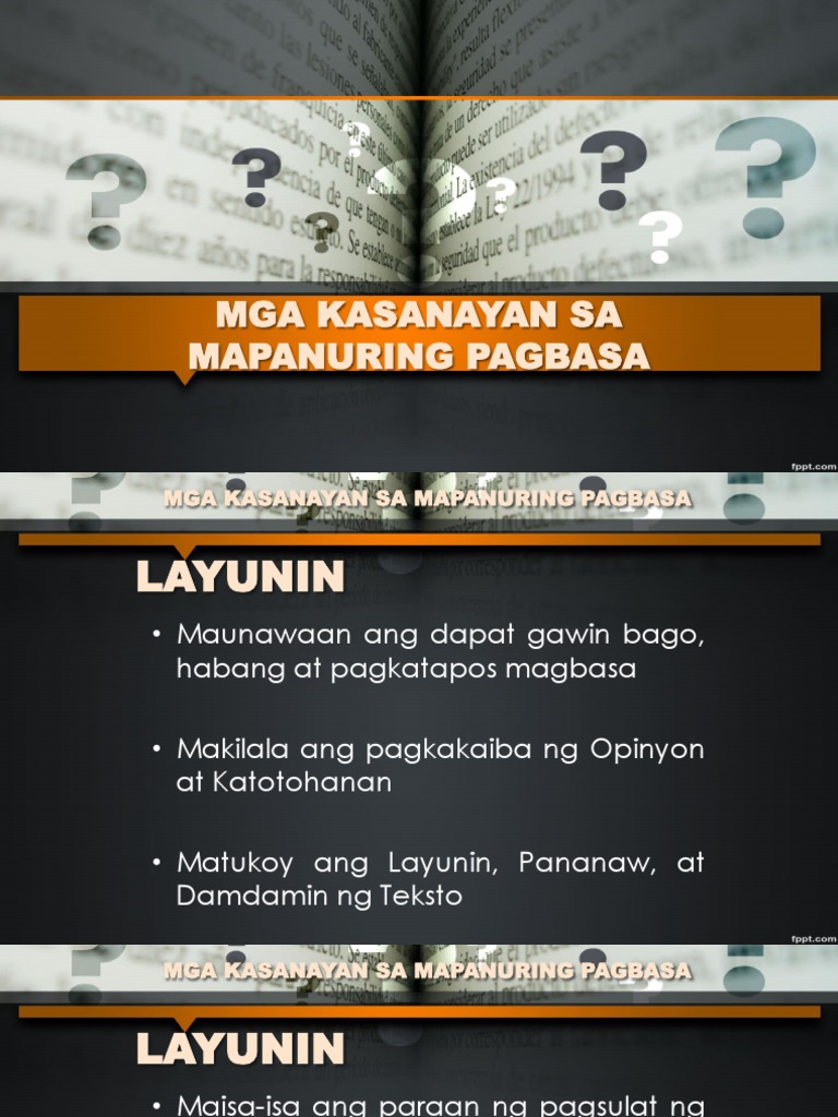 Mga Kasanayan Sa Mapanuring Pagbabasa | PDF