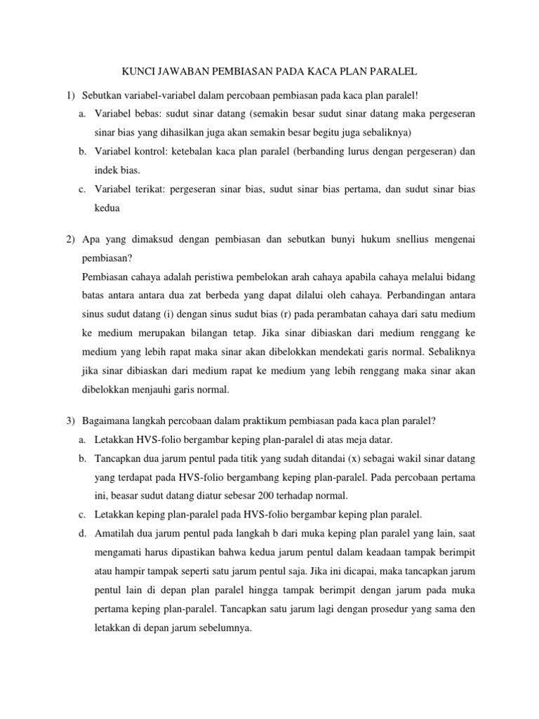 Kunci Plan Paralel | PDF