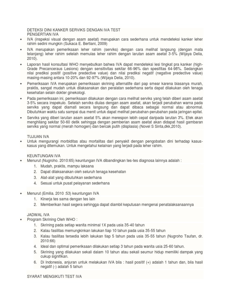 Deteksi Dini Kanker Serviks Dengan Iva Test | PDF