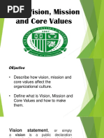 Vision Mission and Core Values | PDF | Institution | Curriculum