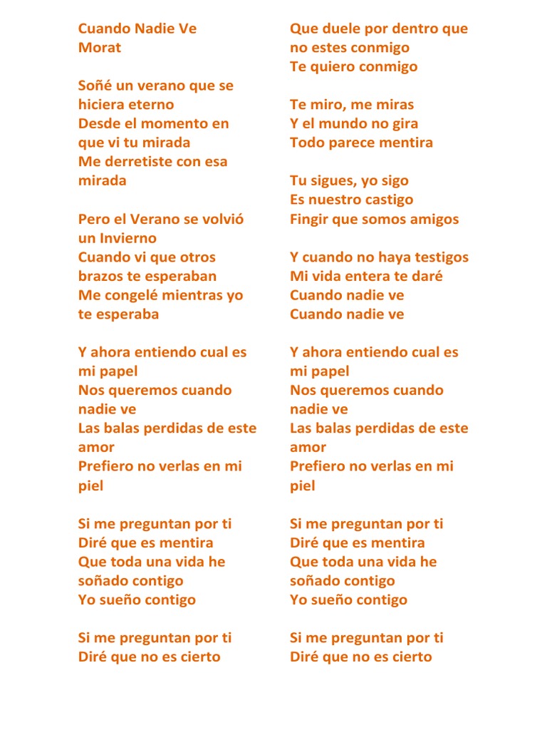 Cuando Nadie Me Ve Morat | PDF | Poesía