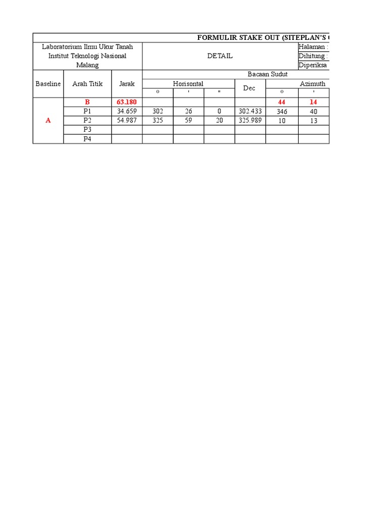 Stakeout Form for Site Plan Analysis | PDF