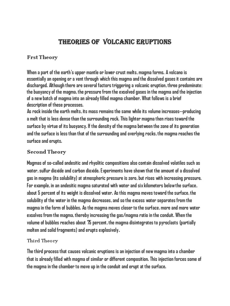Theories of Volcanic Eruptions Explained | PDF