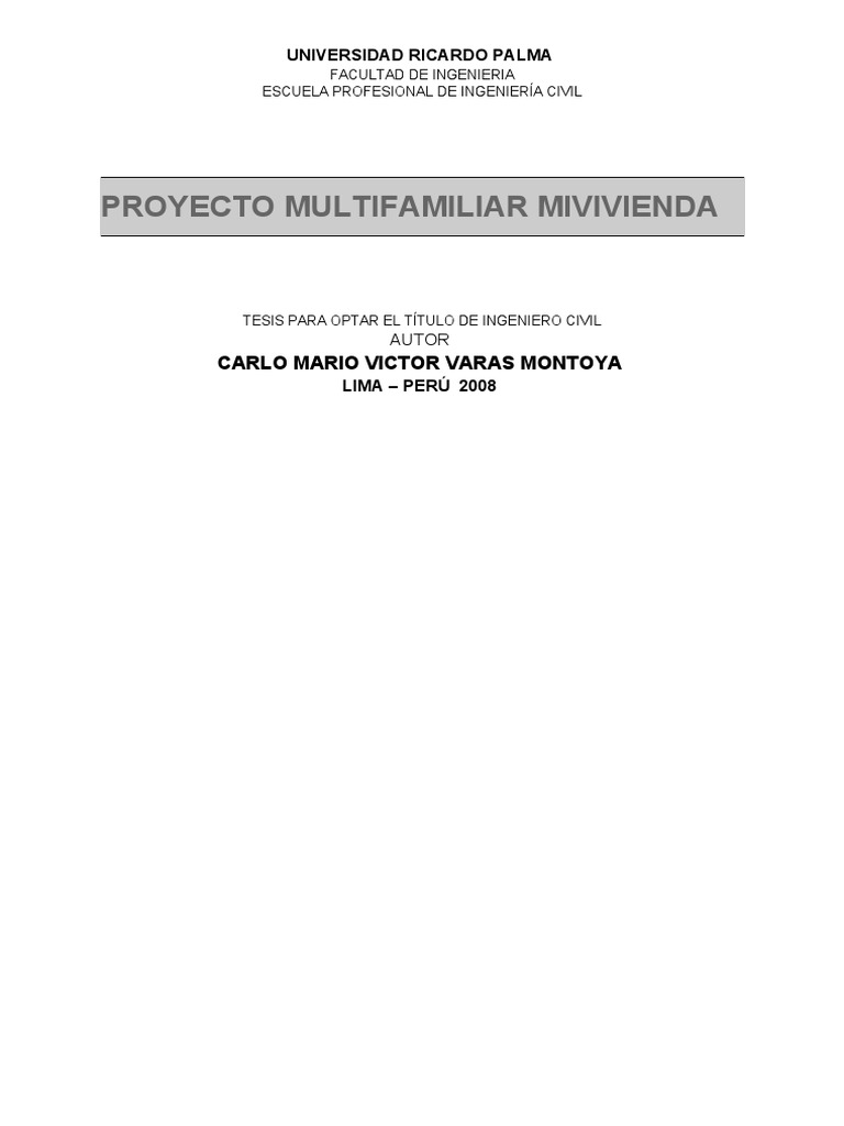 Proyecto Multifamiliar PDF | PDF