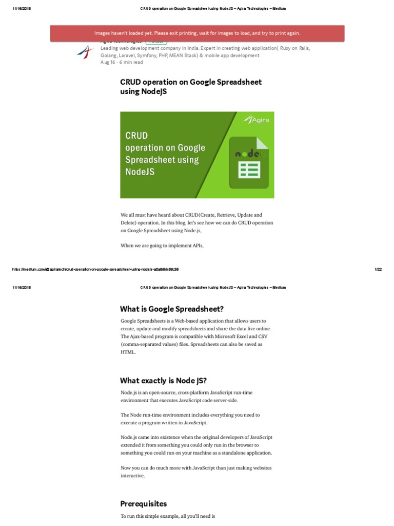 CRUD Operation On Google Spreadsheet Using NodeJS - Agira Technologies ...