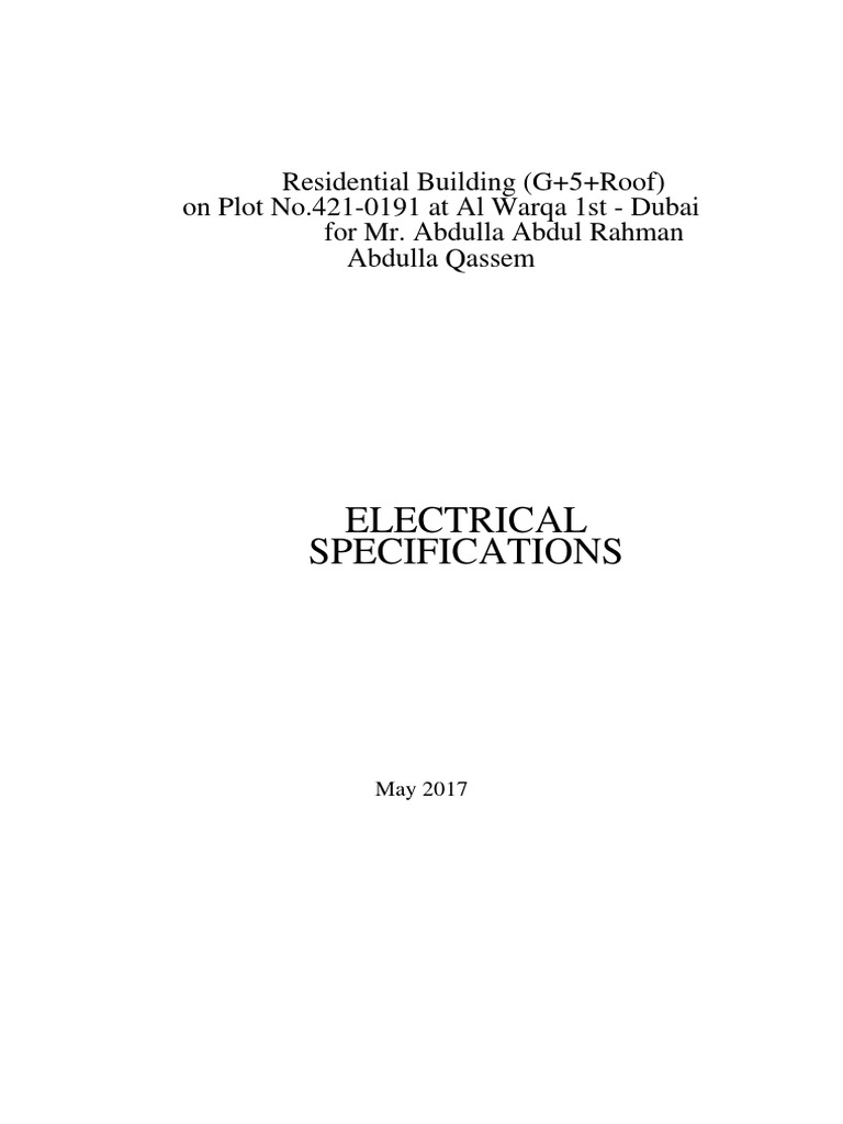 Electrical Specifications | PDF