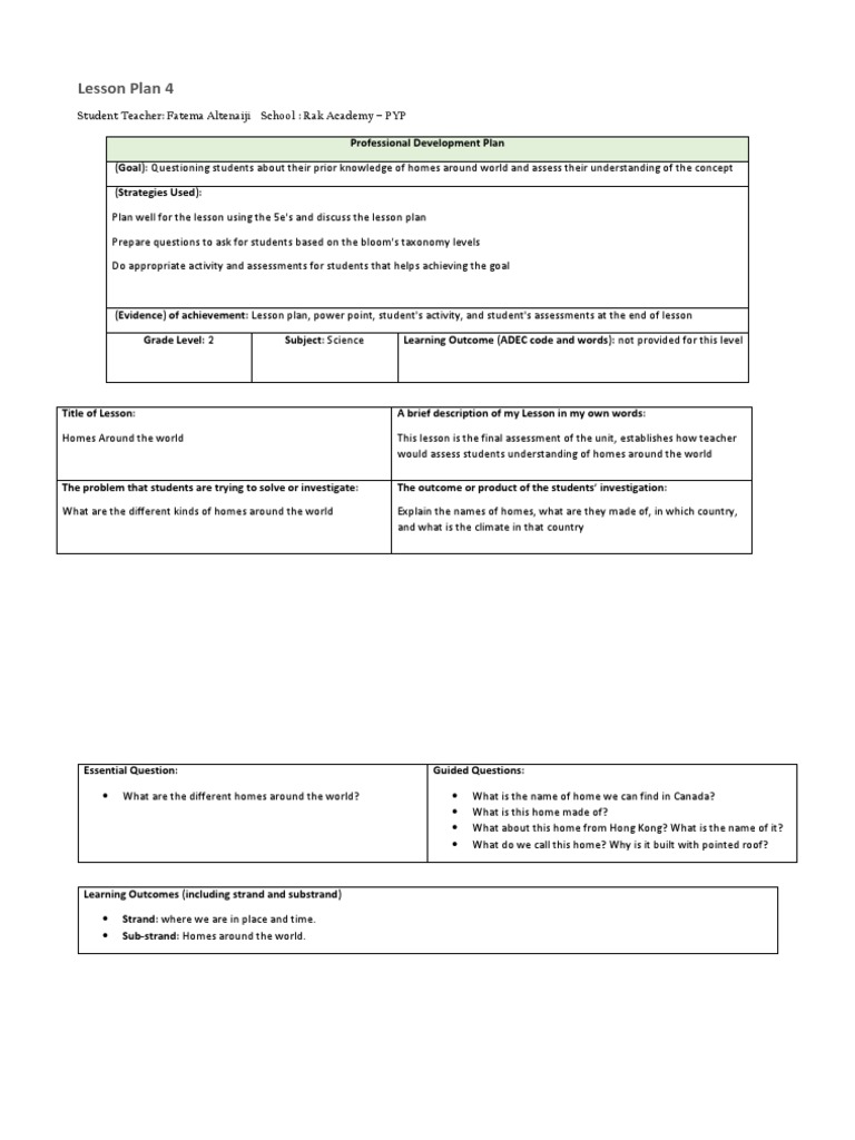 Lesson Plan4 | PDF | Lesson Plan | Teachers